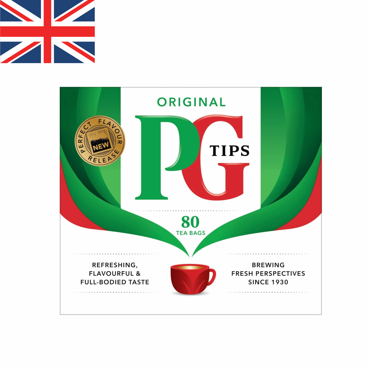 England's PG Tips Black Tea None-Pyramid Tea Bags - 80 Bags